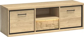 MEDIOLAN | TV stolek M12 se zásuvkou a policemi + dekorační deska | 139 cm | natural hikora