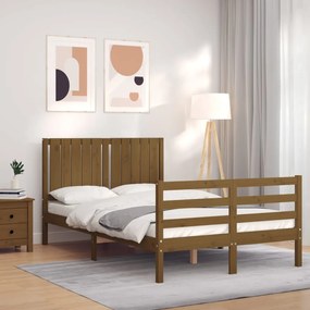 Rám postele s čelem medově hnědý Small Double masivní dřevo,  3194739 HangarStore.cz