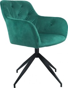Tempo Kondela Otočná židle, zelená Velvet látka/černá, VELEZA NEW