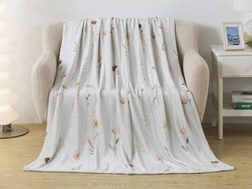 XPOSE® Mikroplyšová  deka DIVOKÉ MÁKY  - světle šedá 200x220 cm