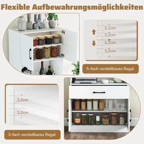 Costway Kuchyňská skříňka 168 cm bufetová s nabíjecí stanicí 1 USB a 1 Kuchyňská