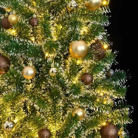 Umělý vánoční stromek s 300 LED a sadou koulí zasněžený 210 cm 3210126
