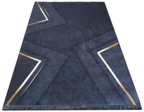 Moderní kusový koberec BLACK and GOLD 09 Geometrický protiskluzový černý zlatý Rozměr: 80x150 cm