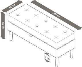 Tchibo - Polstrovaná lavice s úložným prostorem - barva: šedá