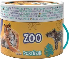 JIRI MODELS Postřeh! ZOO / Karetní hra / 30 kartiček / v kulaté krabič