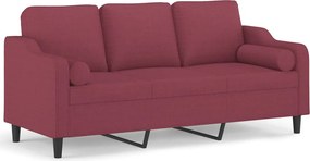 3místná pohovka s polštáři vínová 180 cm textil 3200859
