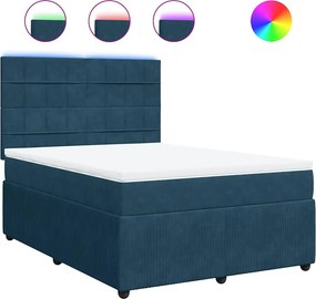 Box spring postel s matrací modrá 140 x 200 cm samet 3294662