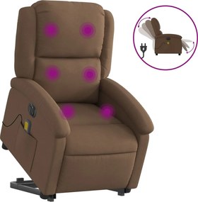 Elektrické zvedací masážní polohovací křeslo hnědé textil 3204204