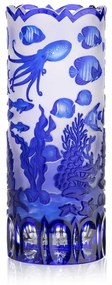 Bohemia Crystal Ručně broušená váza Ocean Modrá 300mm