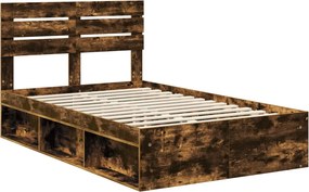 Rám postele Kouřový dub 120 x 200 cm Masivní borové dřevo 3411435