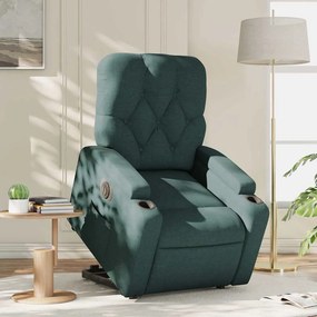 Elektrické zvedací polohovací křeslo tmavě zelené textil 3204740