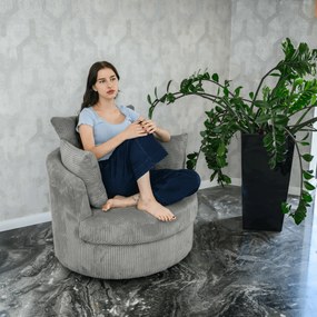 Relaxační otočné křeslo, světle šedá, SALTER