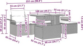 Sada zahradních pohovek 6 ks Béžová [Syntetika]: Poly Ratan 3357004