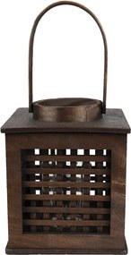 Hnědá dřevěná závěsná lucerna Bamboo - 17*17*20 cm