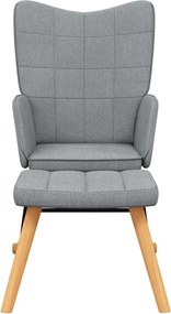 Houpací křeslo se stoličkou světle šedé textil 328018