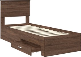 Rám postele Hnědý dub a stříbrná 75 x 190 cm Kompozitní dřevo 3410964