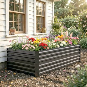 Outsunny vyvýšený záhon z oceli, záhon studený rám zahradní záhon květinový box zásuvný, sadba box sadba zelenina postel 180x90x60cm pro zahradu balk…