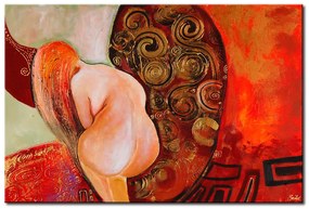 Obraz Dívka (1 díl) - akt s nahou ženou na abstraktním pozadí