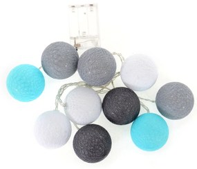 Tutumi Cotton Balls, LED svítící kuličky 200cm 10ks FL-01, tmavě šedá, BAL-00005