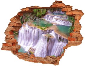 Wallmuralia Díra 3D ve zdi nálepka Thajsko vodopád 90x70 cm