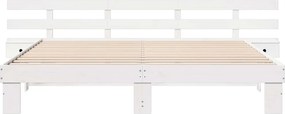 Rám postele s čelo Bílá 200 x 200 cm Masivní borové dřevo 3385677