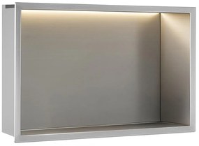 Rea Rea, LED polička na zapuštění 45x30x10 cm, 12W, 3000K, broušená ocel, REA-08547
