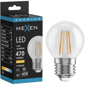 Mexen Vintis LED vlákno žárovka E27, G45, 4W, Teplá - 2700K, 470 lm, čirá - L156-E27-0427-00