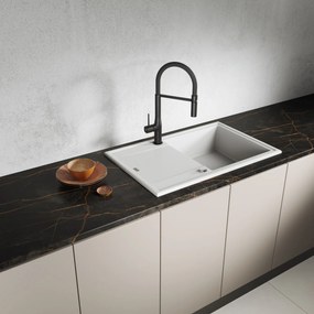 Laveo Megalo, 1-komorový granitový dřez 780x500x185 mm, bílá, LAV-SBE_611T