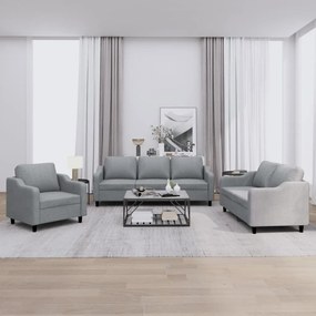 3dílná sedací souprava s poduškami světle šedá textil 3201770
