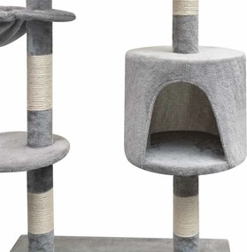 Škrabadlo pro kočky se sisalovými sloupky, 125 cm, šedá 170480