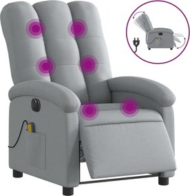 Elektrické masážní polohovací křeslo světle šedé textil 3204080