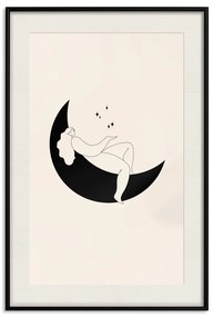 Plakát Noc magie - dívka odpočívající na měsíci mezi hvězdami