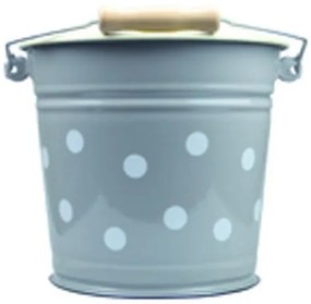 Šedý smaltovaný kyblík s puntíky Grey dot - Ø24*23cm - 6L