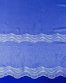 Českomoravská textlní záclona sablé V133 vyšívaná vlnka, s bordurou, bílá, výška 220cm ( v metráži)