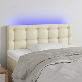 Čelo postele s LED krémové 90x5x78/88 cm umělá kůže 3121692