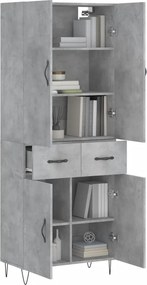 Skříň highboard betonově šedá 69,5x34x180 cm kompozitní dřevo 3198181