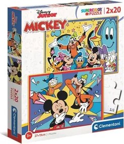 Clementoni PUZZLE Mickey se baví s kamarády / 2x20 dílků / od 3 let