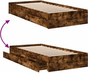 Rám postele se zásuvkami kouřový dub 75x190 cm kompozitní dřevo 3280717
