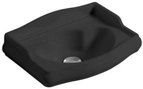Kerasan Retro keramické umývátko 41 x 30 cm bez otvoru pro baterii černá mat 103331