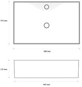 Gamma Yogi, umyvadlo na desku 480x375x135 mm, bílá lesklá, GMA-UC-YOGI