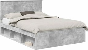Rám postele Betonově šedá 135 x 190 cm Masivní borové dřevo 3411022