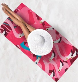 Tutumi Plážový ručník / osuška 87x170cm plameňáci růžový
