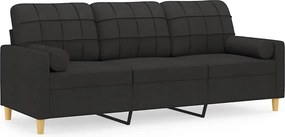3místná pohovka s polštáři černá 180 cm textil 3200794