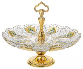 Broušená etažérka, Royal Crystal, 31 cm, Zlatá