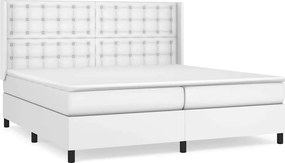 Box spring postel s matrací bílá 200x200 cm umělá kůže 3132520