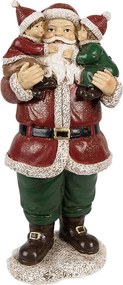 Červená vánoční dekorace socha Santa s dětmi - 10*8*21 cm