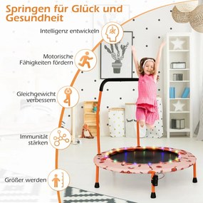 Costway Ø92 cm dětská trampolína mini trampolína s LED osvětlením – pomerančový