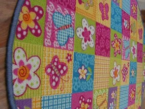 Dětský kulatý koberec Butterfly & Flowers barevný