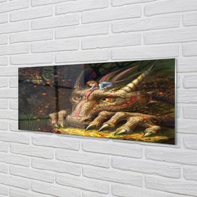 akrylový obraz Forest dračí hlava dívky 120x60 cm