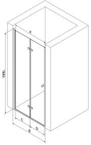 Mexen Lima skládací sprchové dveře 80 cm, Průhledné, Chromovaná - 856-080-000-01-00